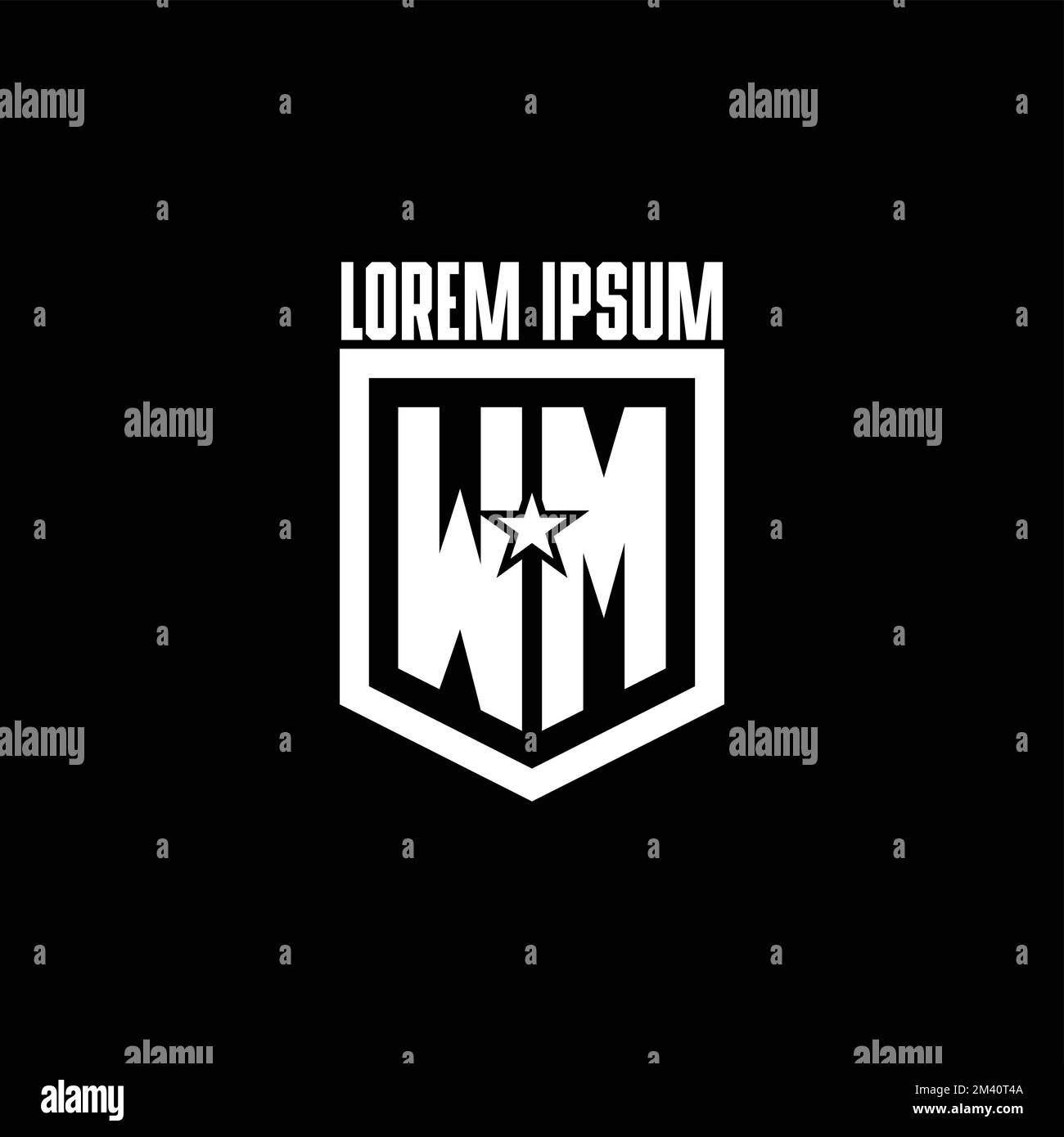 WM initial gaming logo with shield and star style design inspiration ...