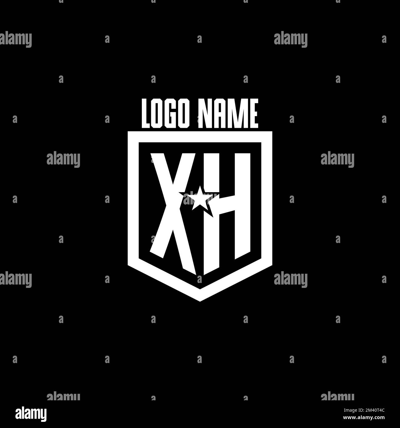 XH initial gaming logo with shield and star style design inspiration ...