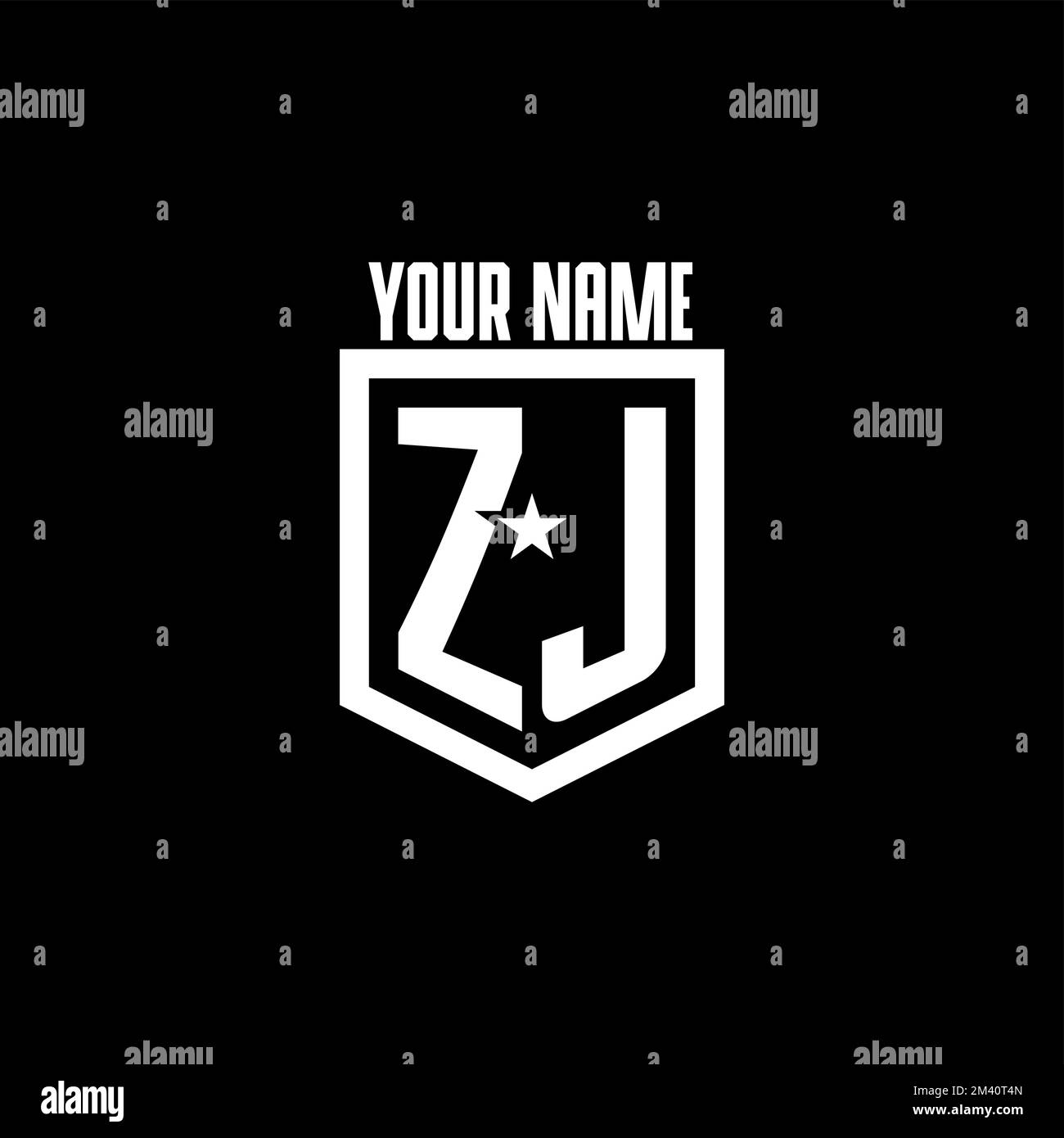 ZJ initial gaming logo with shield and star style design inspiration ...