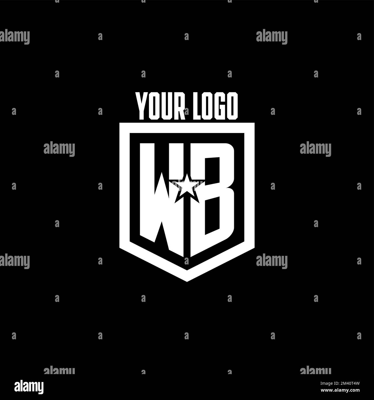 WB initial gaming logo with shield and star style design inspiration ...