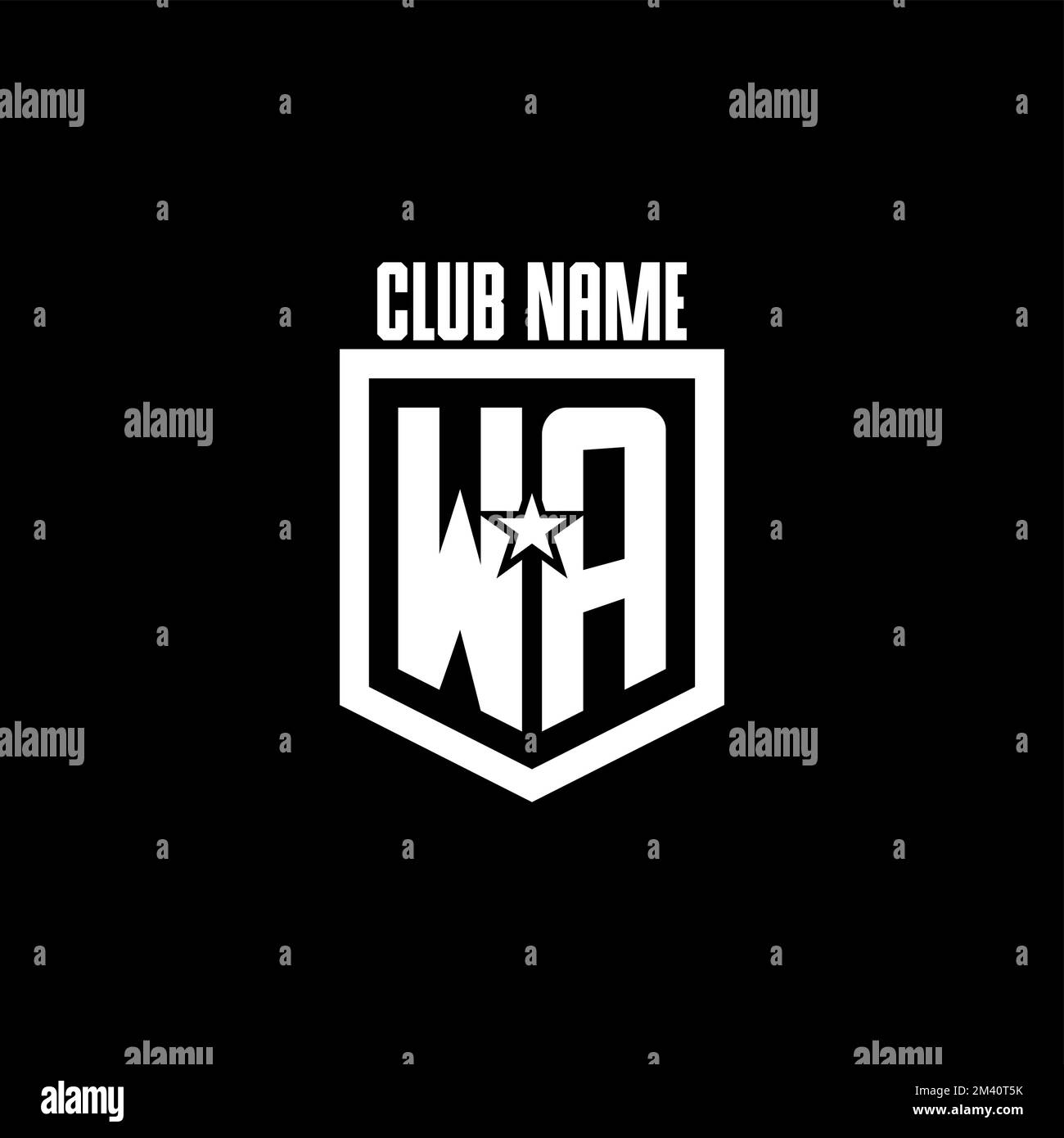 WA initial gaming logo with shield and star style design inspiration ...