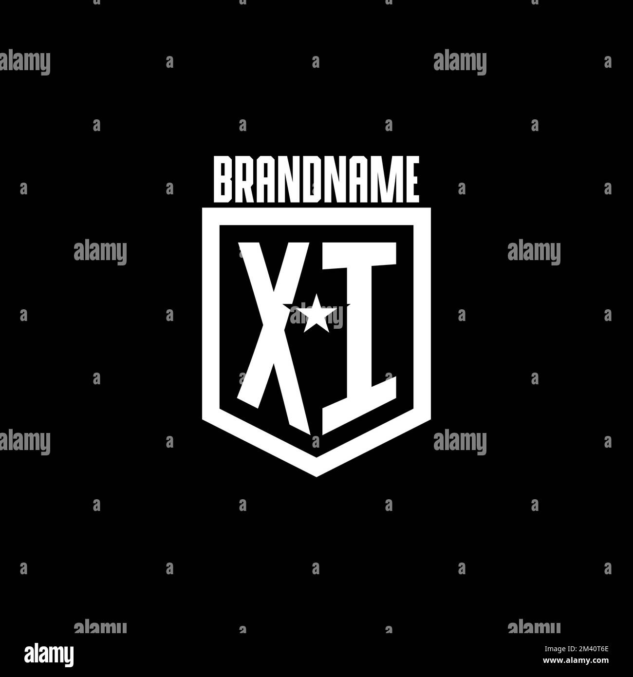 XI initial gaming logo with shield and star style design inspiration ...