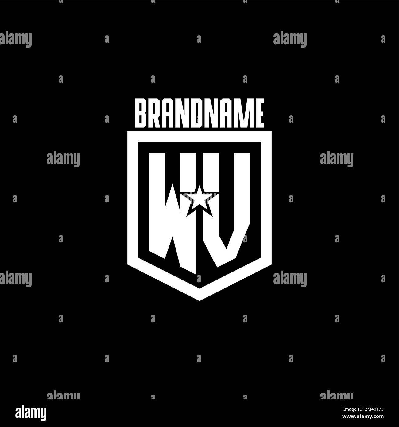 WV initial gaming logo with shield and star style design inspiration ...