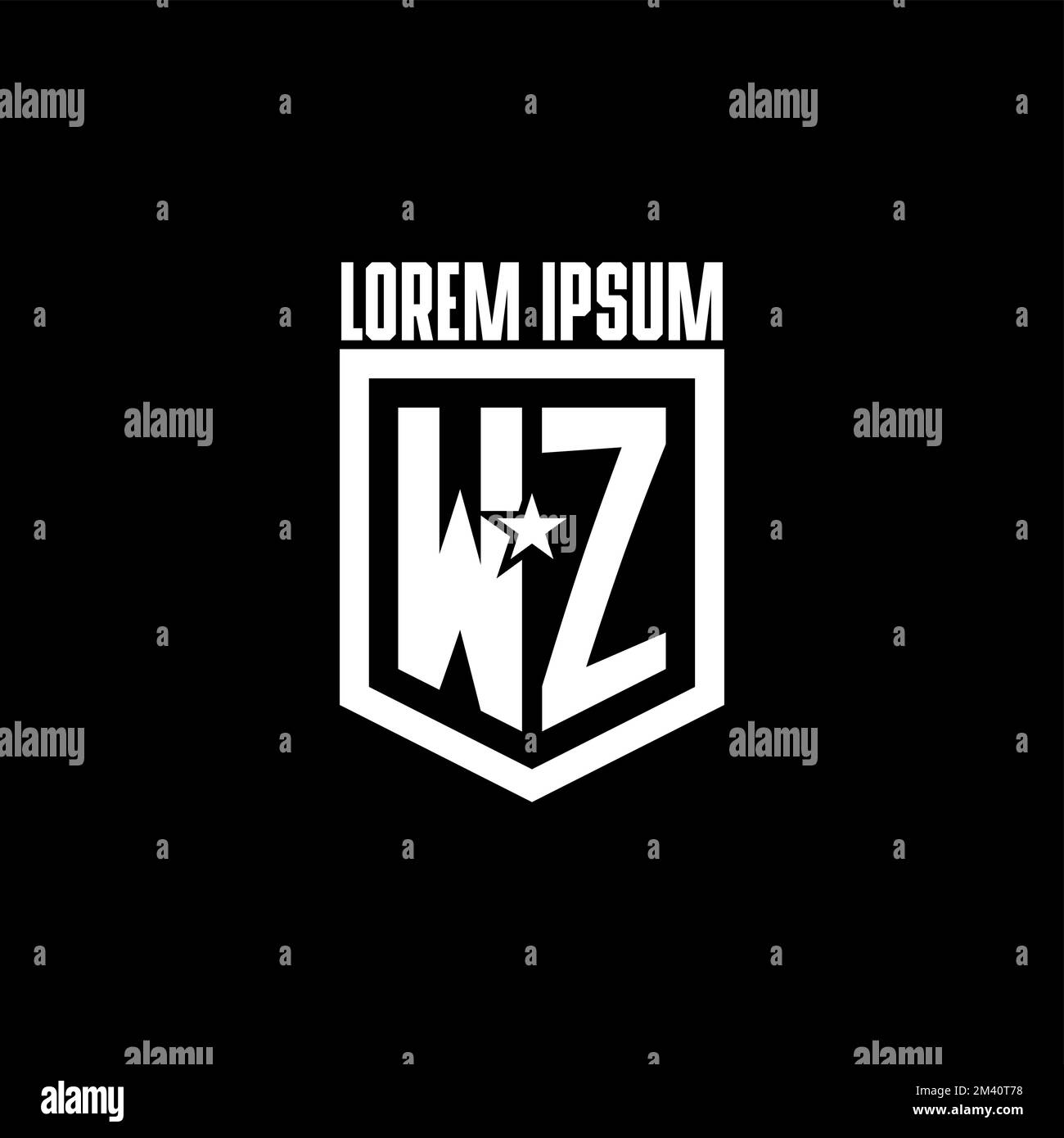 WZ initial gaming logo with shield and star style design inspiration ...