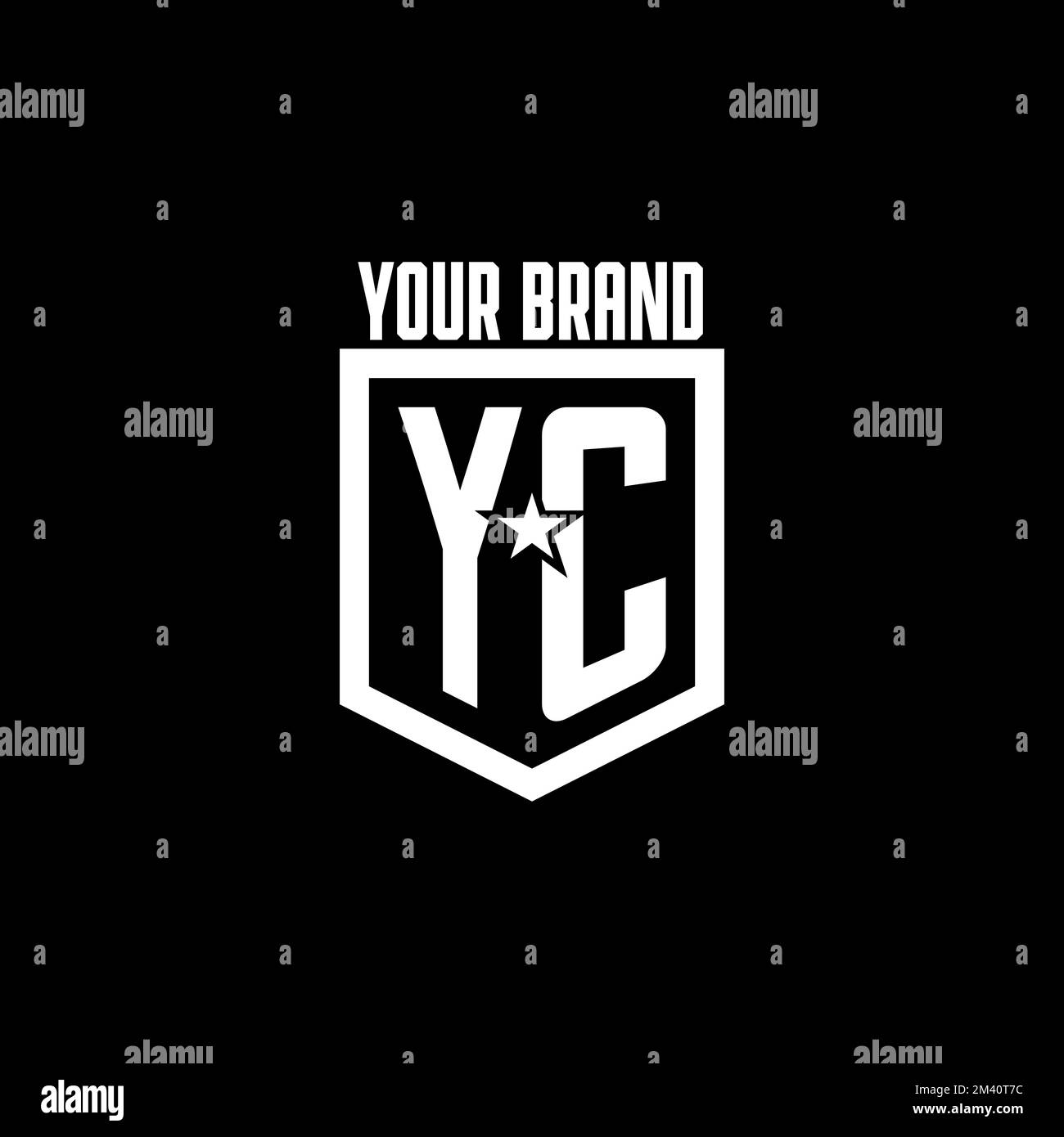 YC initial gaming logo with shield and star style design inspiration ...
