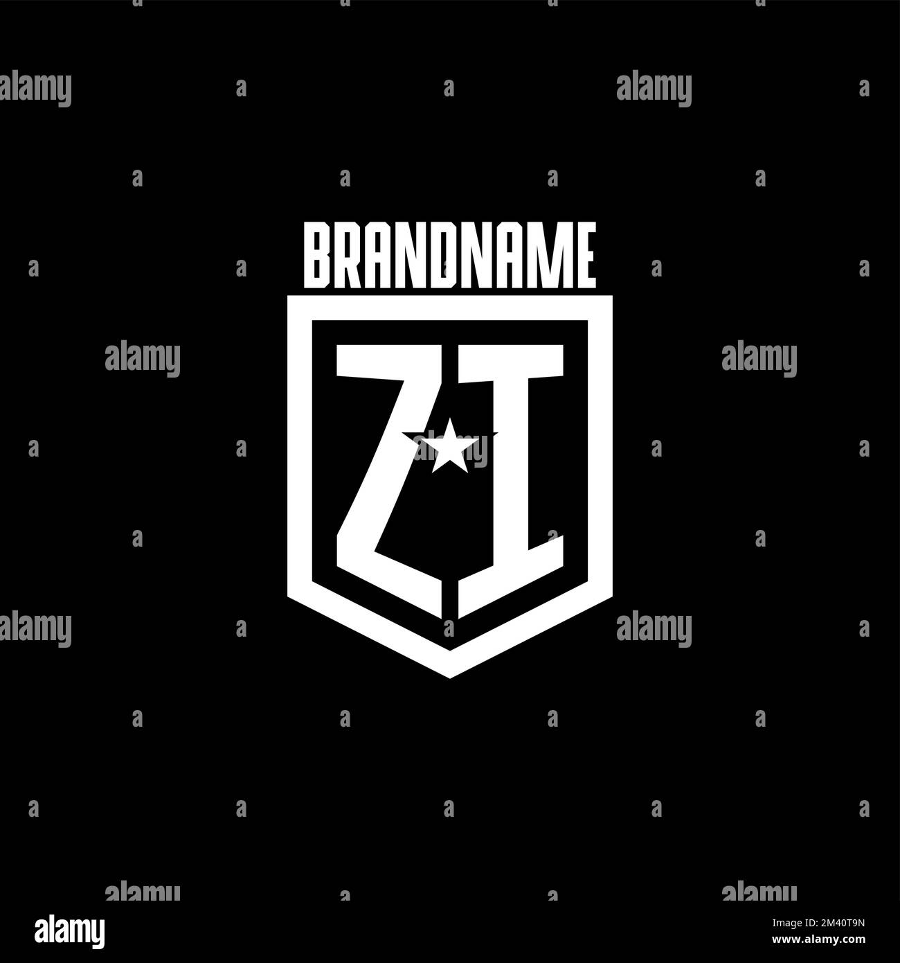 ZI initial gaming logo with shield and star style design inspiration ...