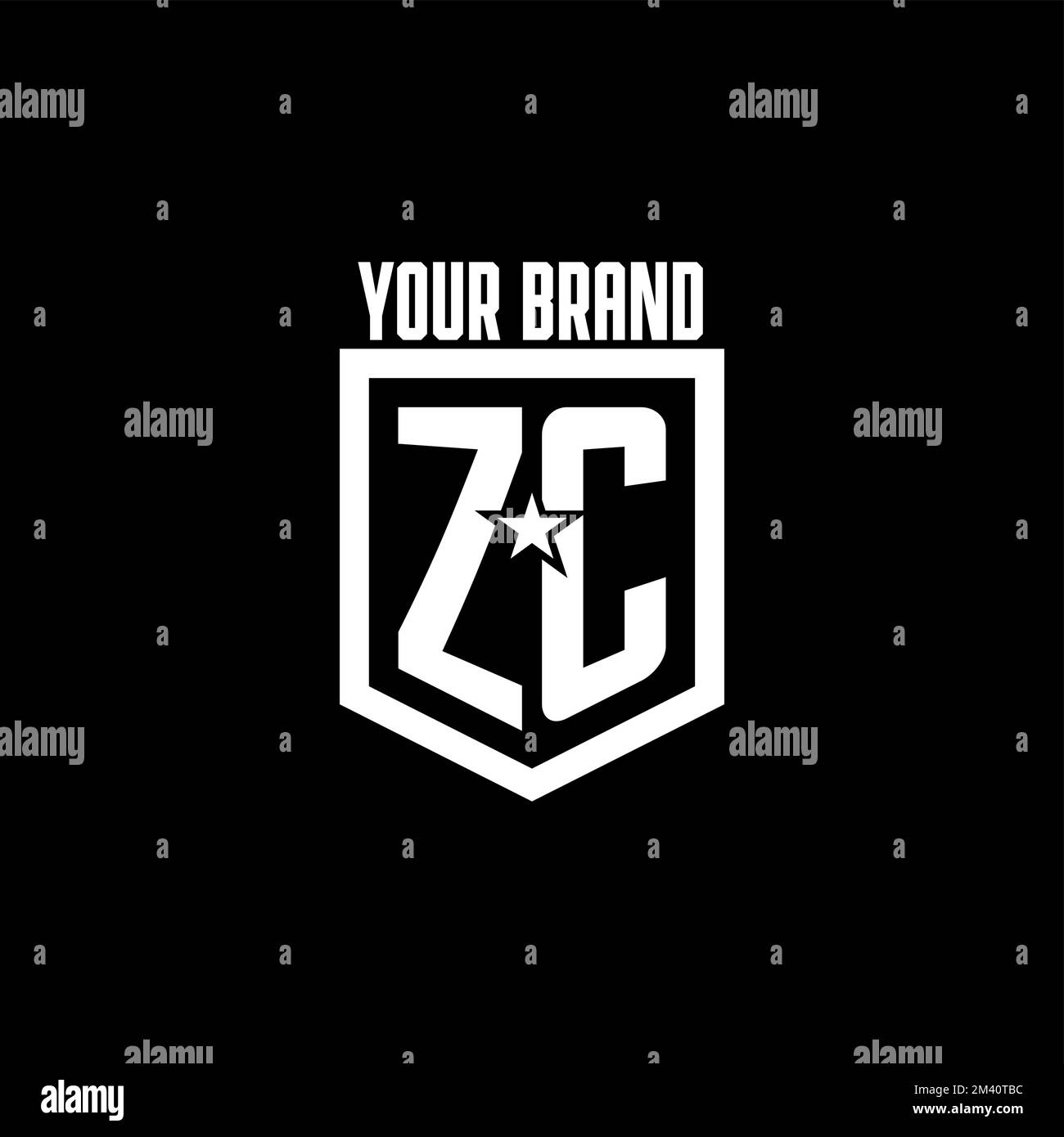 ZC initial gaming logo with shield and star style design inspiration Stock Vector Image & Art ...