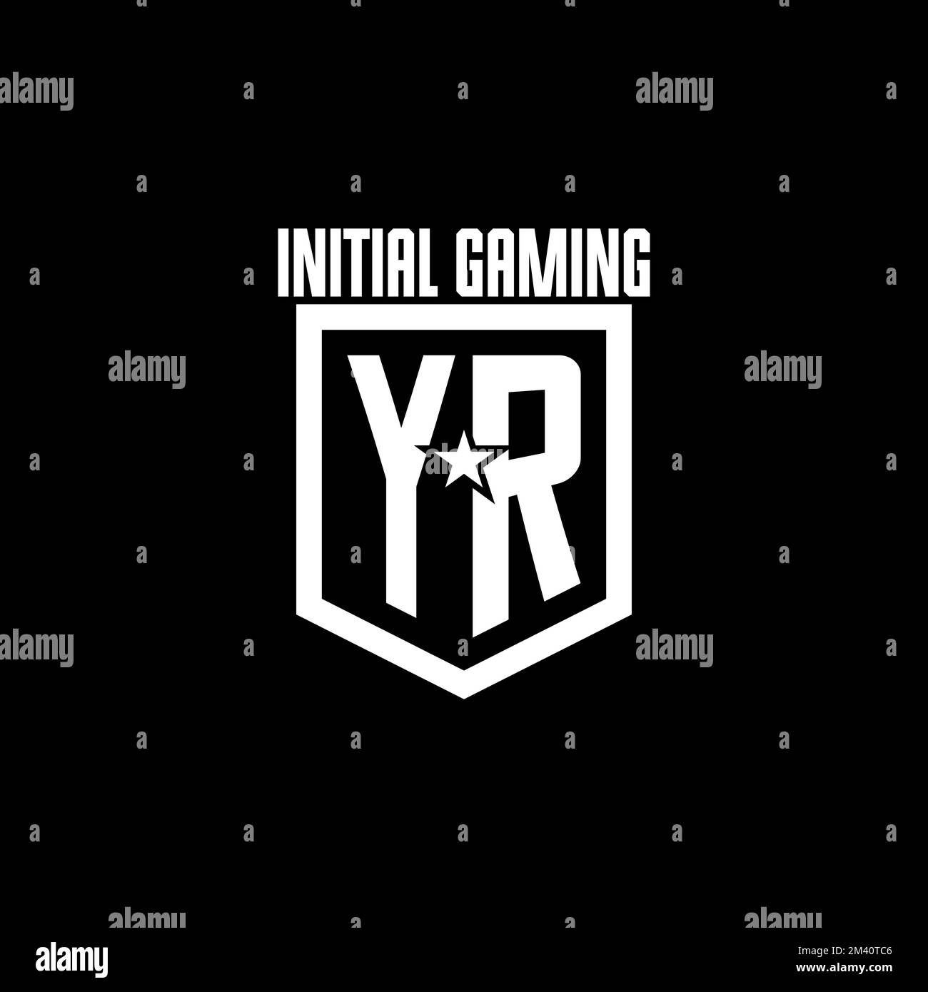 YR initial gaming logo with shield and star style design inspiration ...