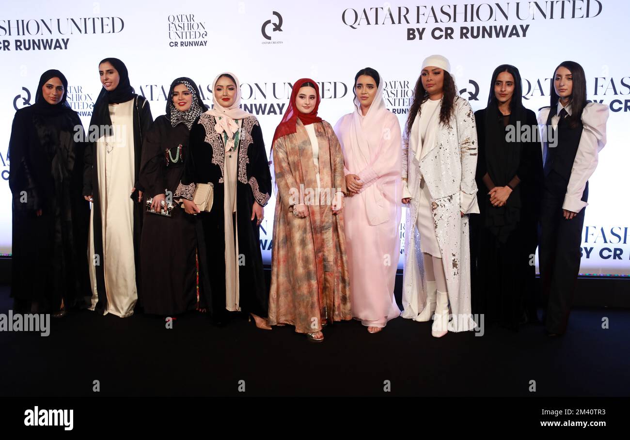 December 16, 2022 in Doha, Qatar: Models walk on a runway during the Qatar Fashion United show ...
