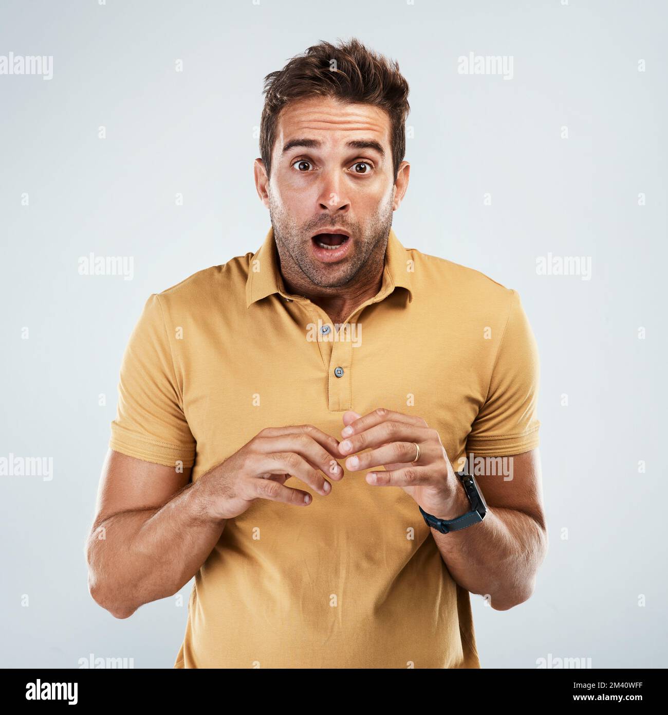 Scared man standing hi-res stock photography and images - Alamy