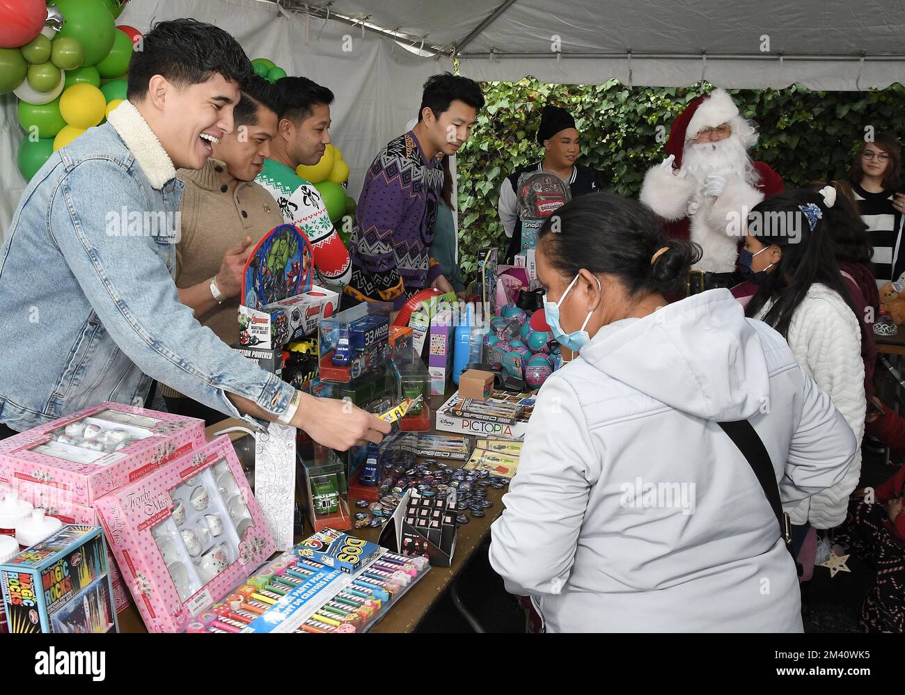 (L-R) Alex Wassabi, Vincent Rodriguez III, Simu Liu, Patrick Starrr and ...