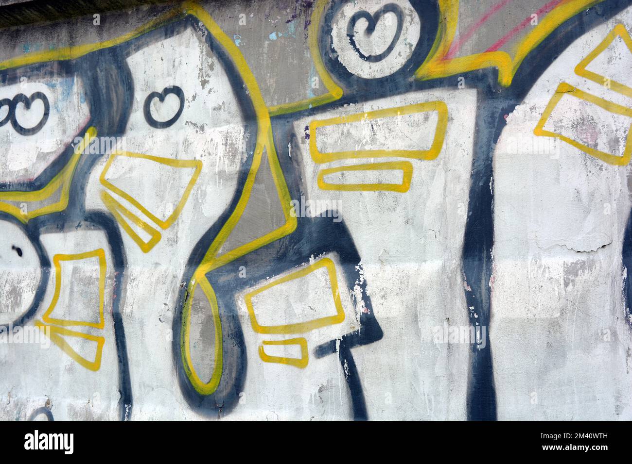 Graffiti from a large word consisting of large letters Elio N drawn in ...