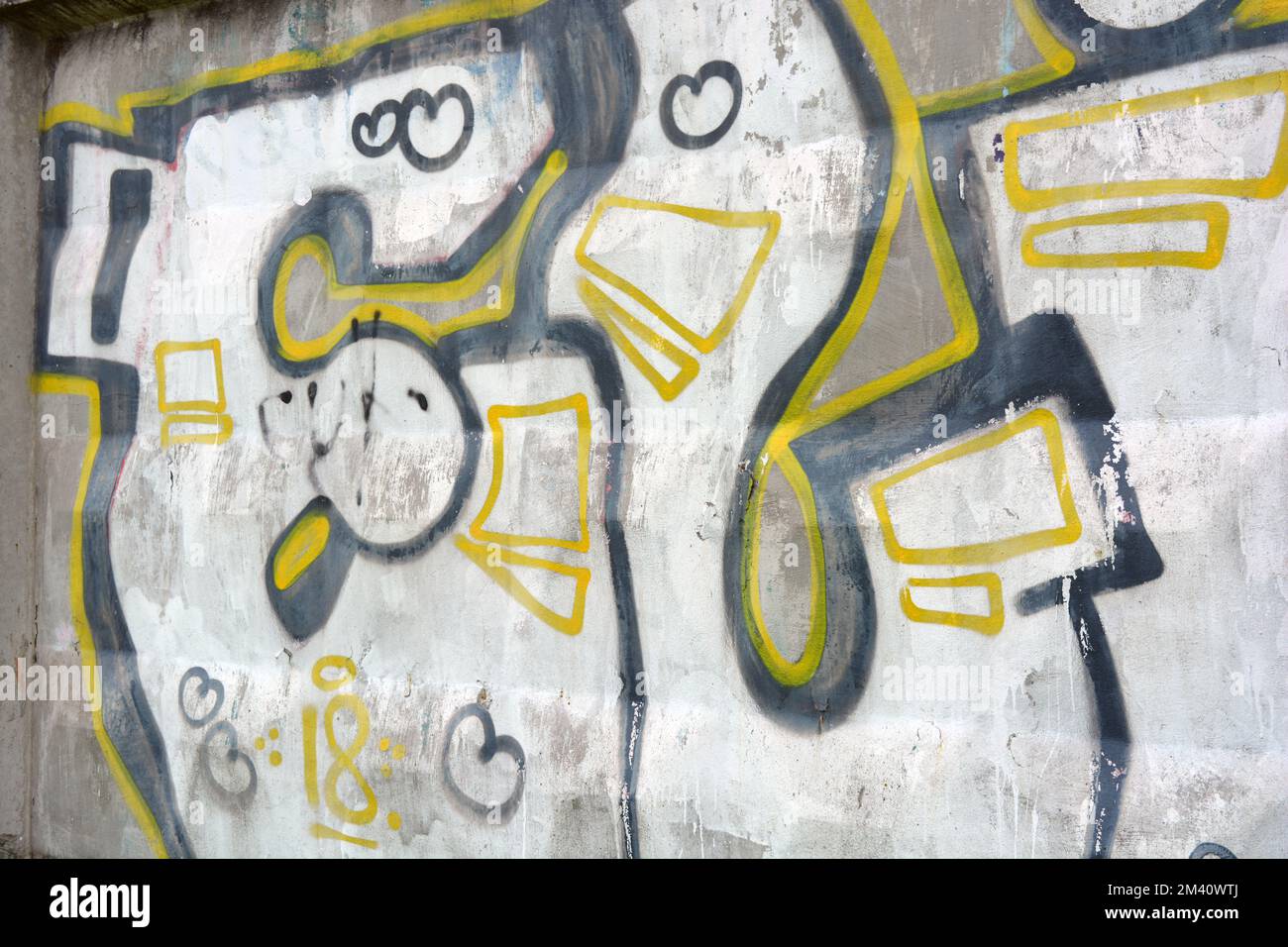 Graffiti from a large word consisting of large letters Elio N drawn in ...