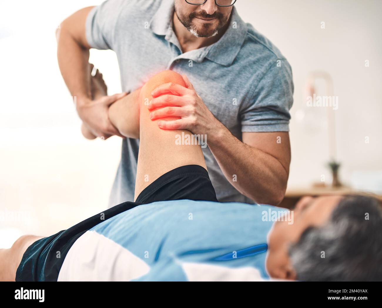 I always take precaution when treating knee injuries. a senior man ...