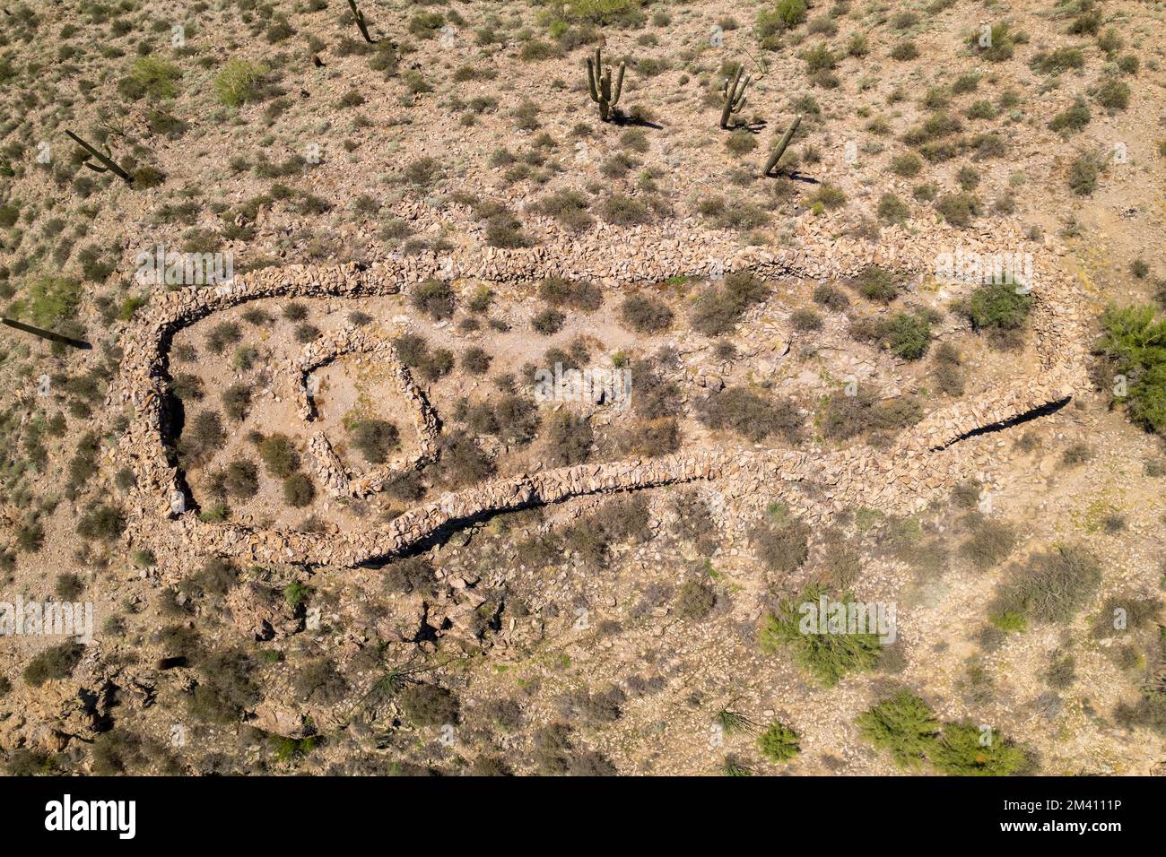 An aerial view of the ruins of ancient Tonto Hillforts in Tonto ...