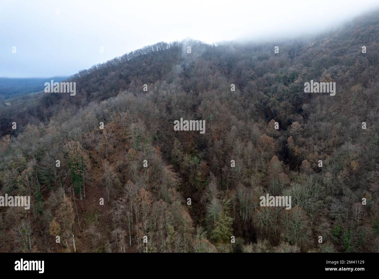 Drone aerial view of hills in autumn pre apennini landscape near ...
