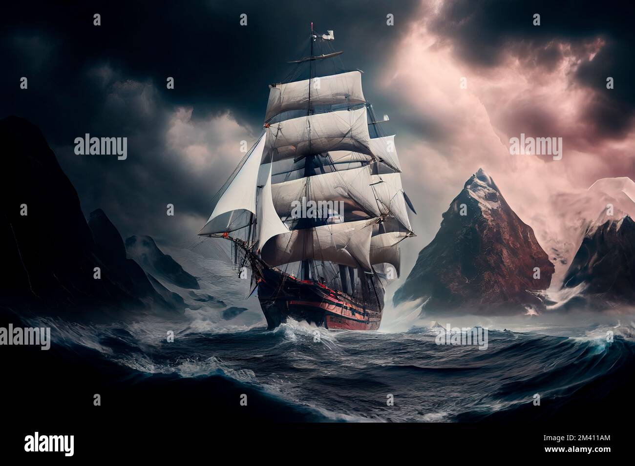 Ghost ship engraving hi-res stock photography and images - Alamy