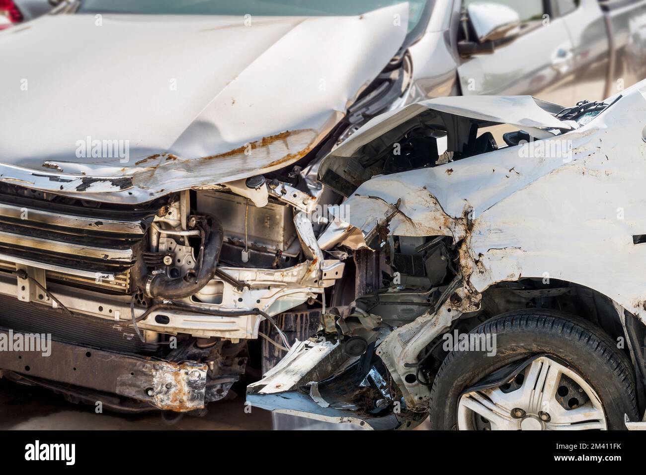 car crash accident damage on the road Stock Photo - Alamy
