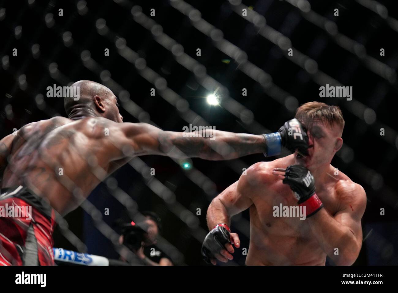 LAS VEGAS, NV - DECEMBER 17: (L-R) Bobby Green punches Drew Dober in ...