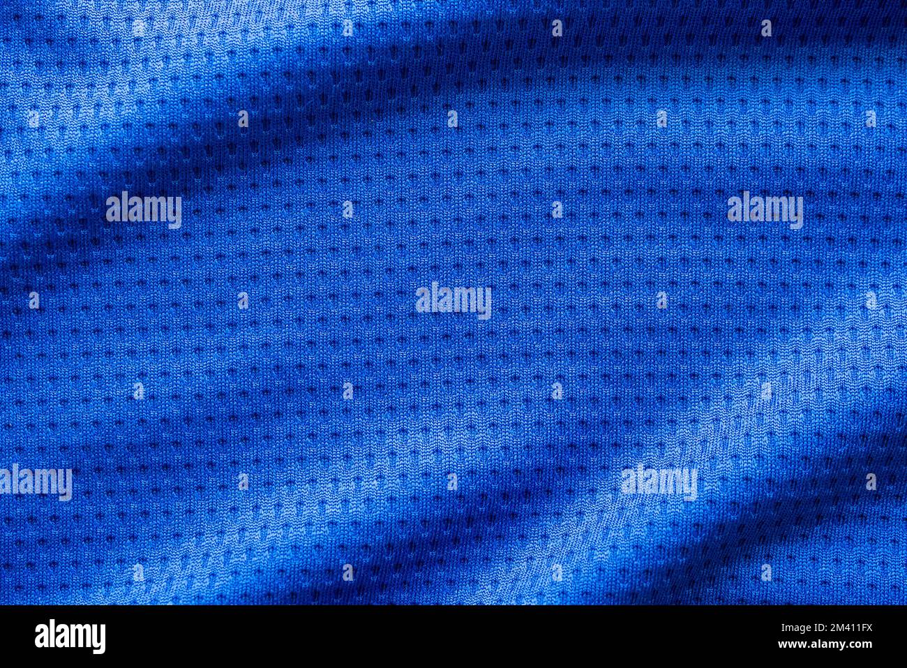 Blue color fabric sport clothing football jersey with air mesh texture ...