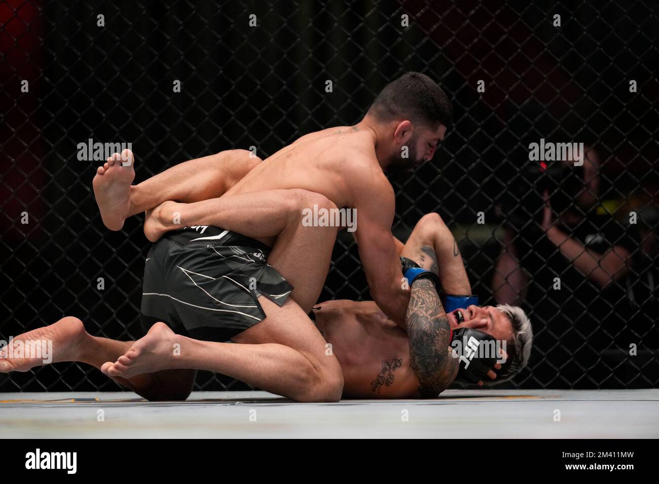 LAS VEGAS, NV - DECEMBER 17: Amir Albazi (top) punches Alessandro Costa ...