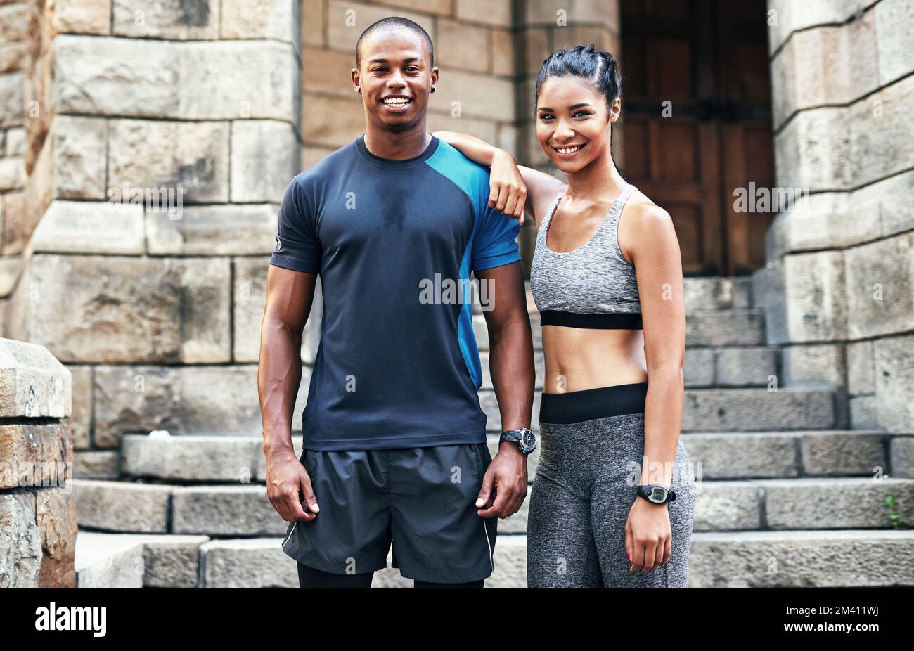 This is what we call working things out. Portrait of a sporty young ...