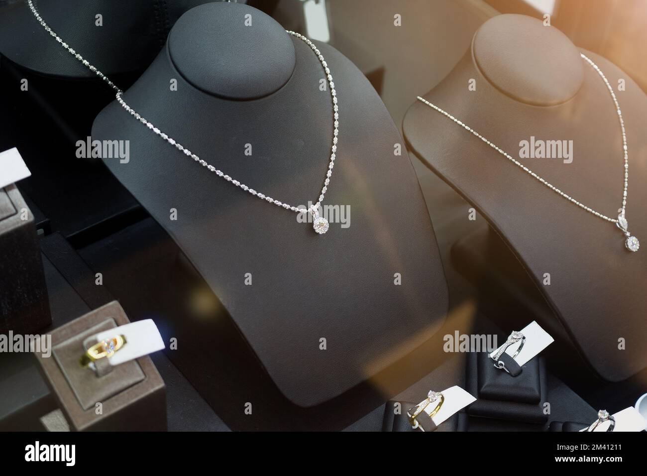 jewelry diamond gold shop with rings and necklaces luxury retail store ...