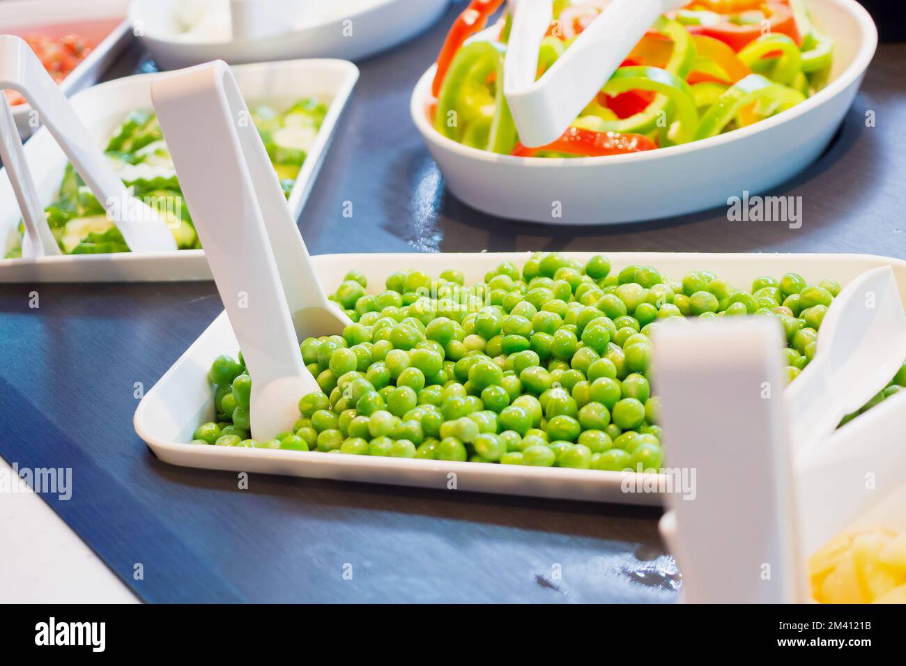 fresh vegetables slice on salad bar buffet shelves in restaurant ...