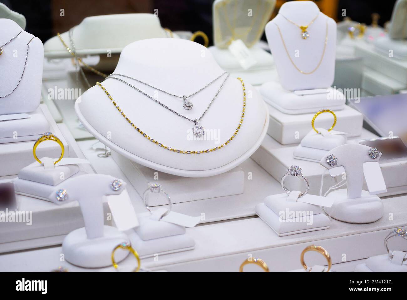 jewelry diamond gold shop with rings and necklaces luxury retail store ...