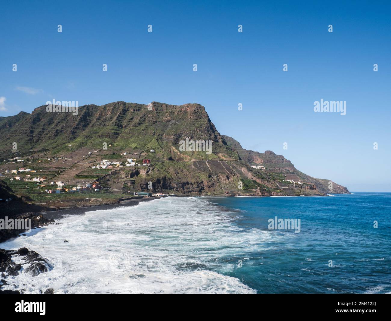 Landscape of Hermigua beach in La Gomera, travel destination in the Canary Islands Stock Photo ...
