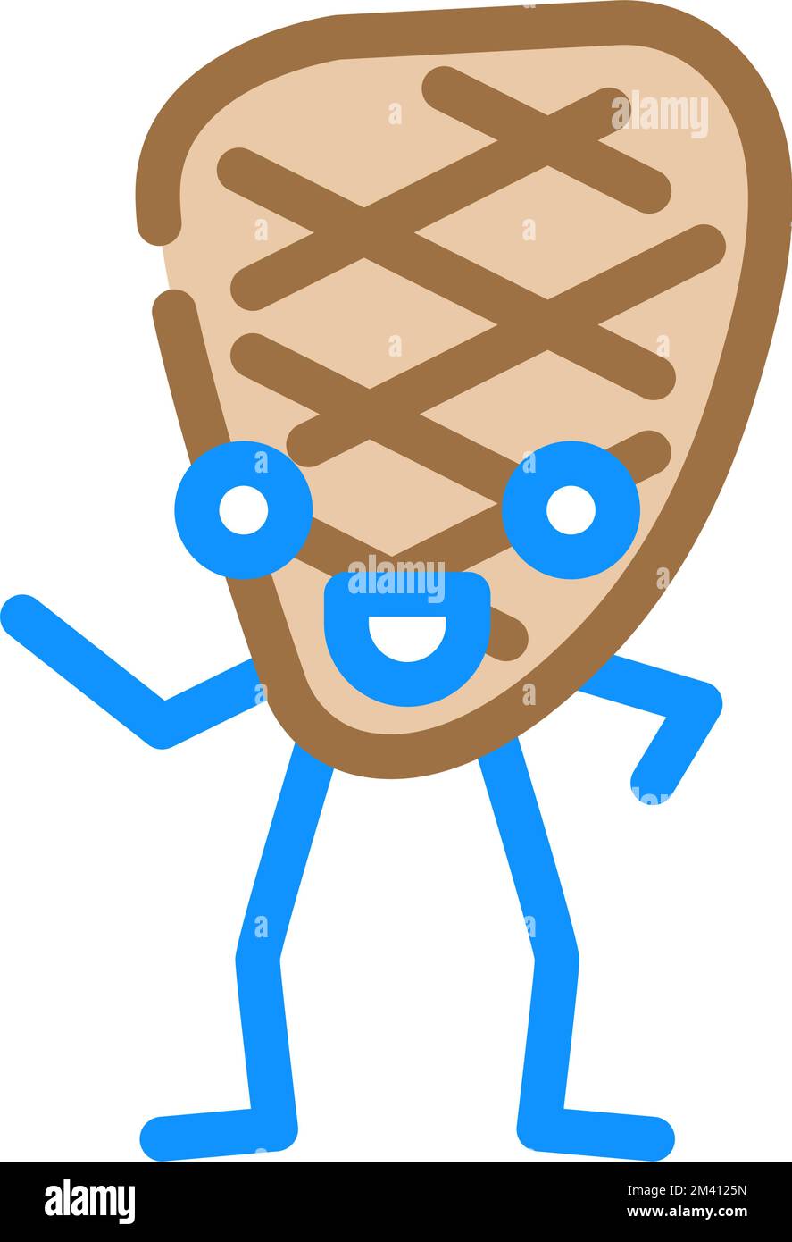 grilled meat character color icon vector illustration Stock Vector ...