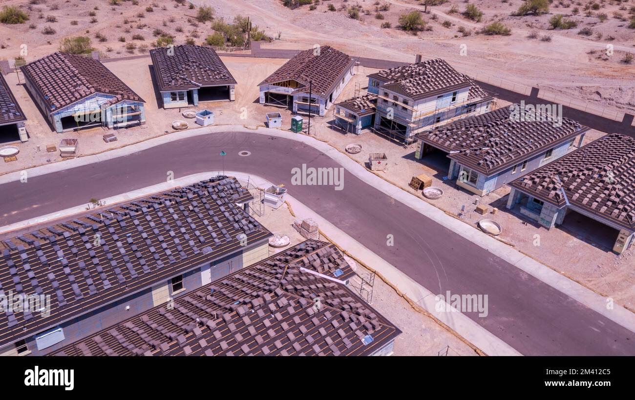 A bird's eye view of new houses near Estrella Community Center in ...