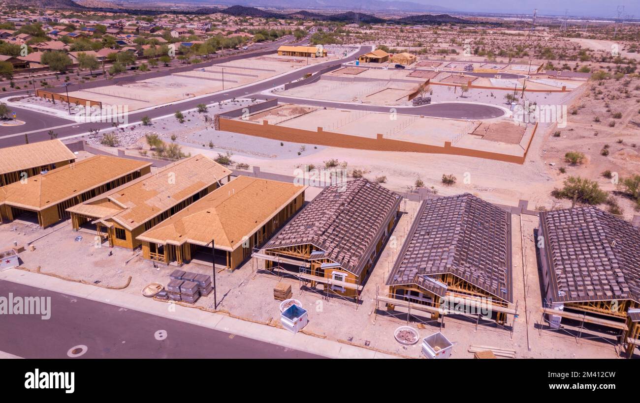 A bird's eye view of new houses near Estrella Community Center in ...