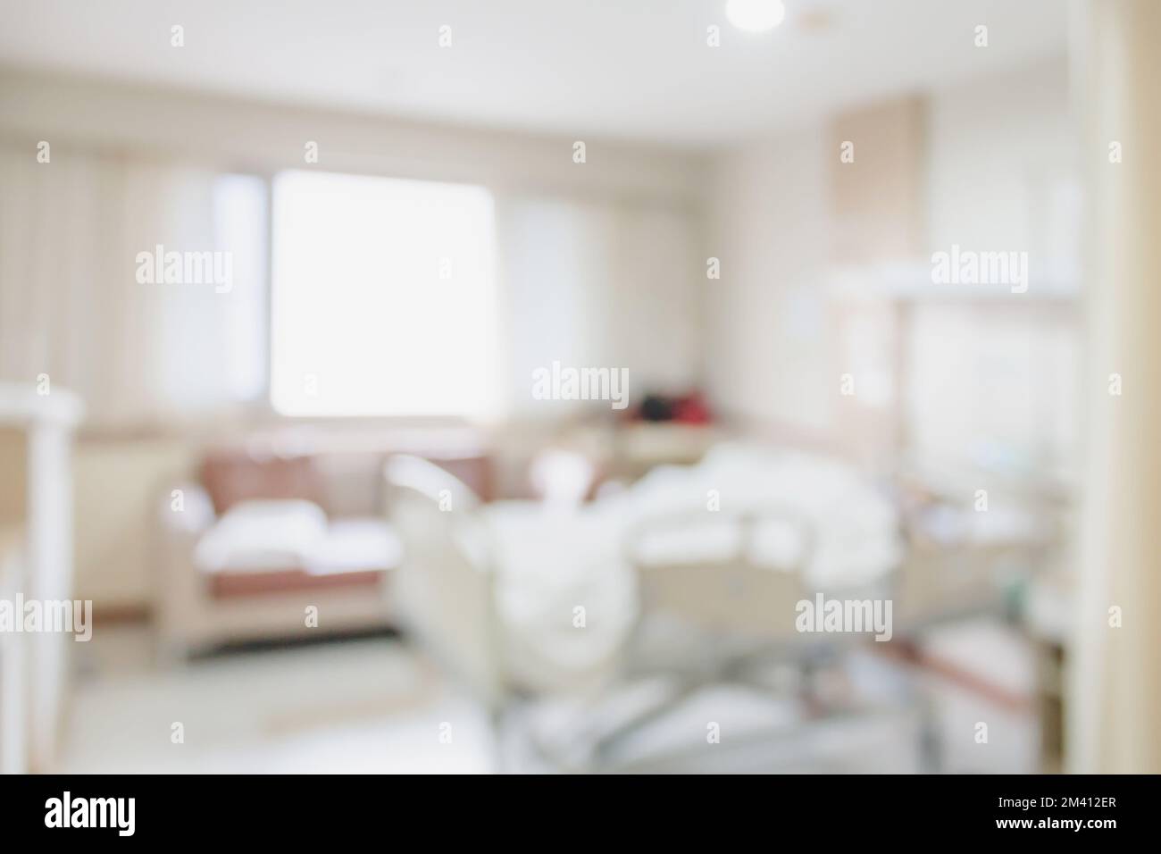 Abstract hospital room interior with bed blur background Stock Photo ...