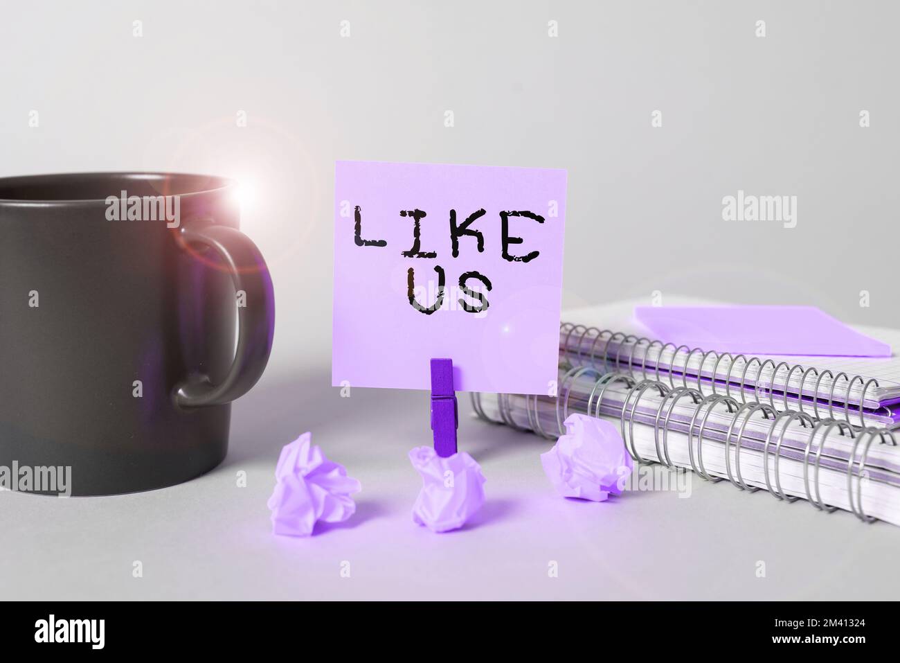 Sign displaying Like Us. Word Written on Asking to follow on social ...