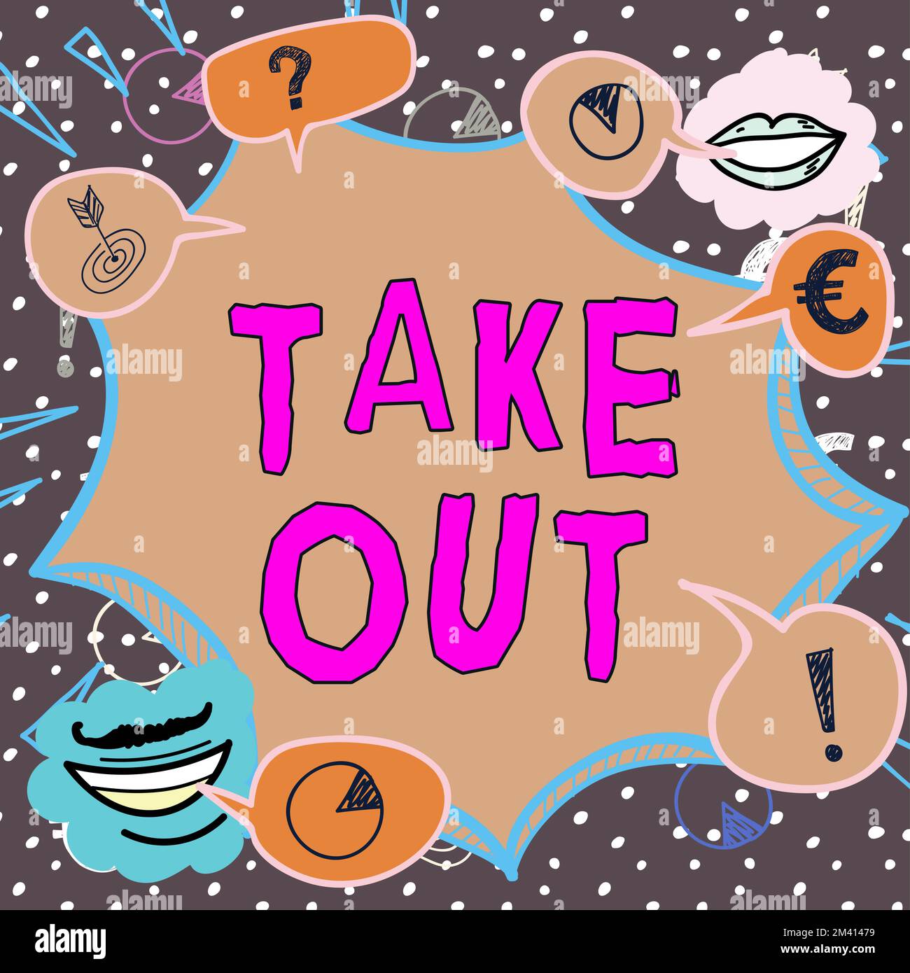 Text showing inspiration Take Out. Business showcase the act of taking ...