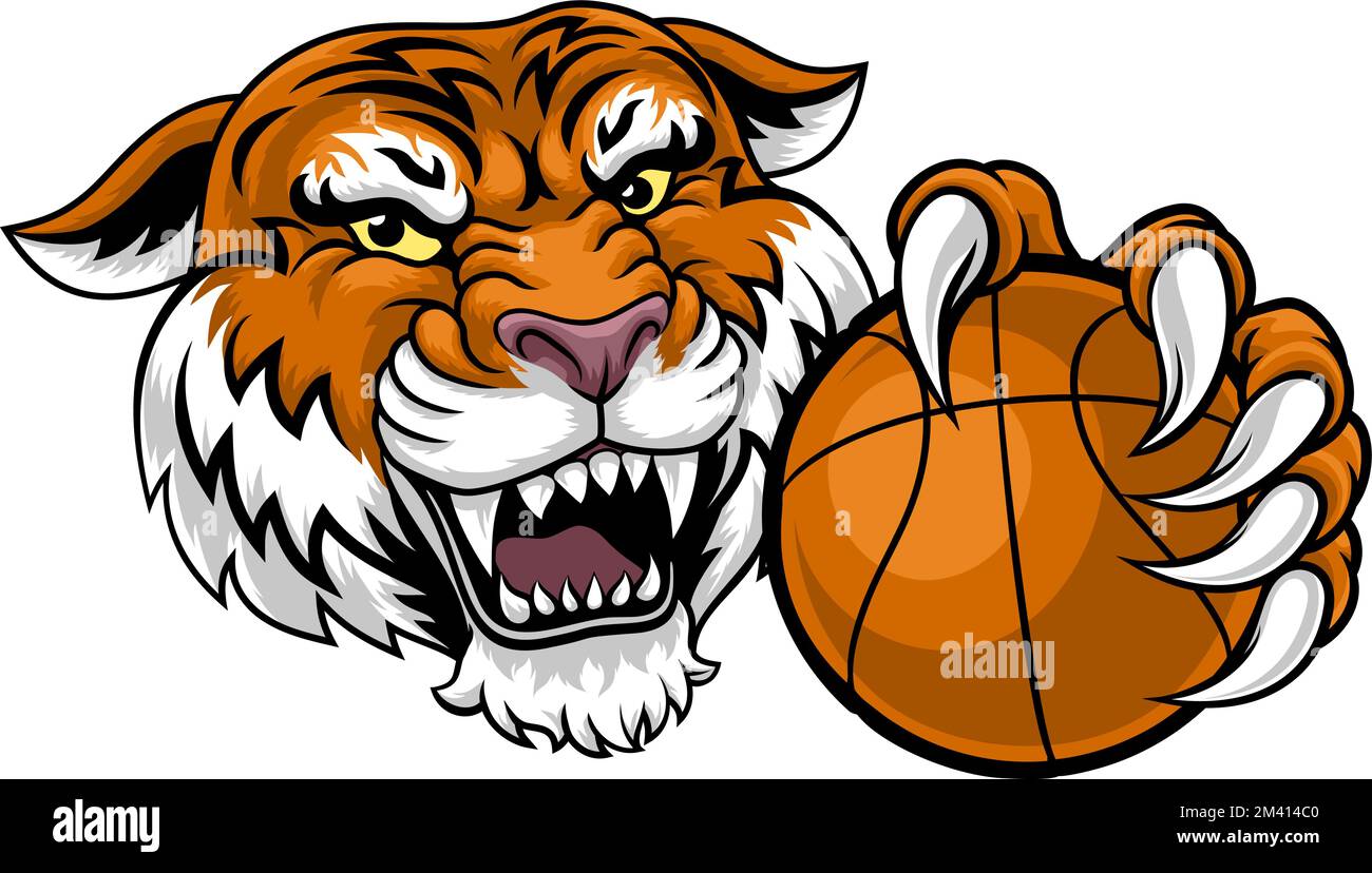 Tiger Basketball Ball Animal Sports Team Mascot Stock Vector Image ...