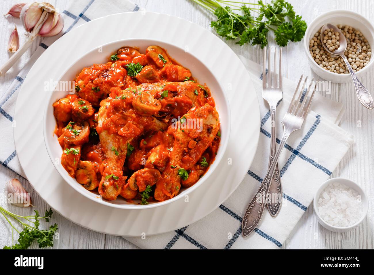 Chicken Chasseur, hunter chicken, poulet saute chasseur, chicken stew ...