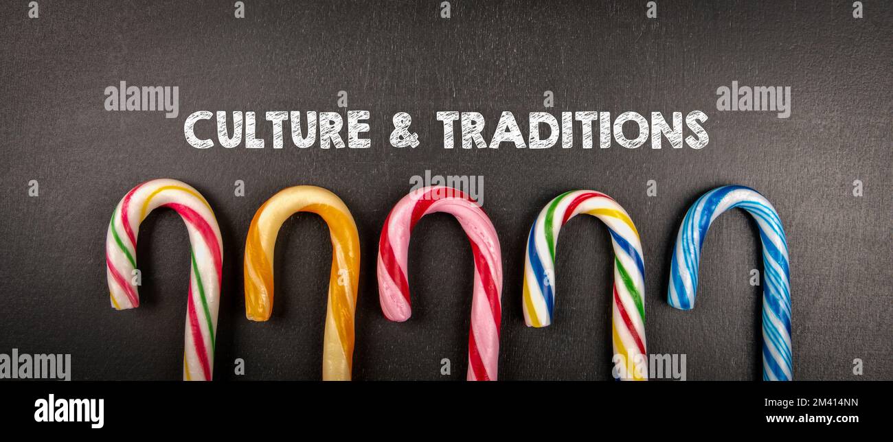 Culture and Traditions. Christmas decorations and sweets on a ...