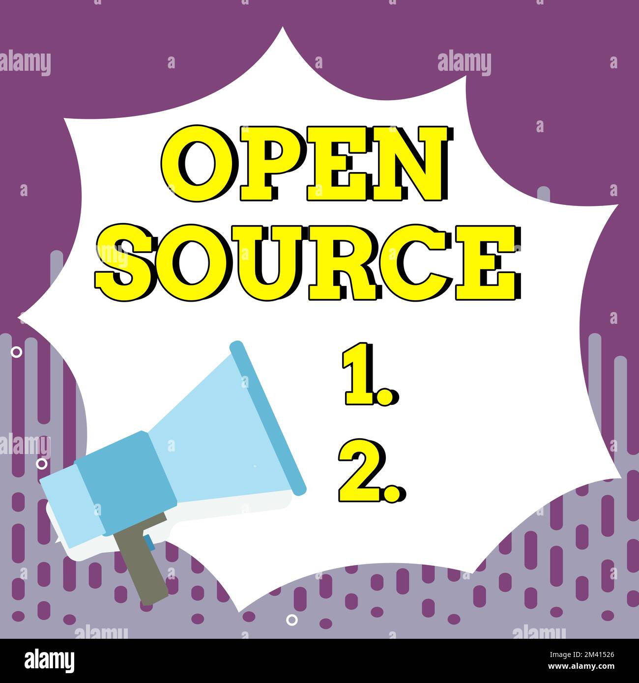 Text caption presenting Open Source. Business idea denoting software which original source code ...