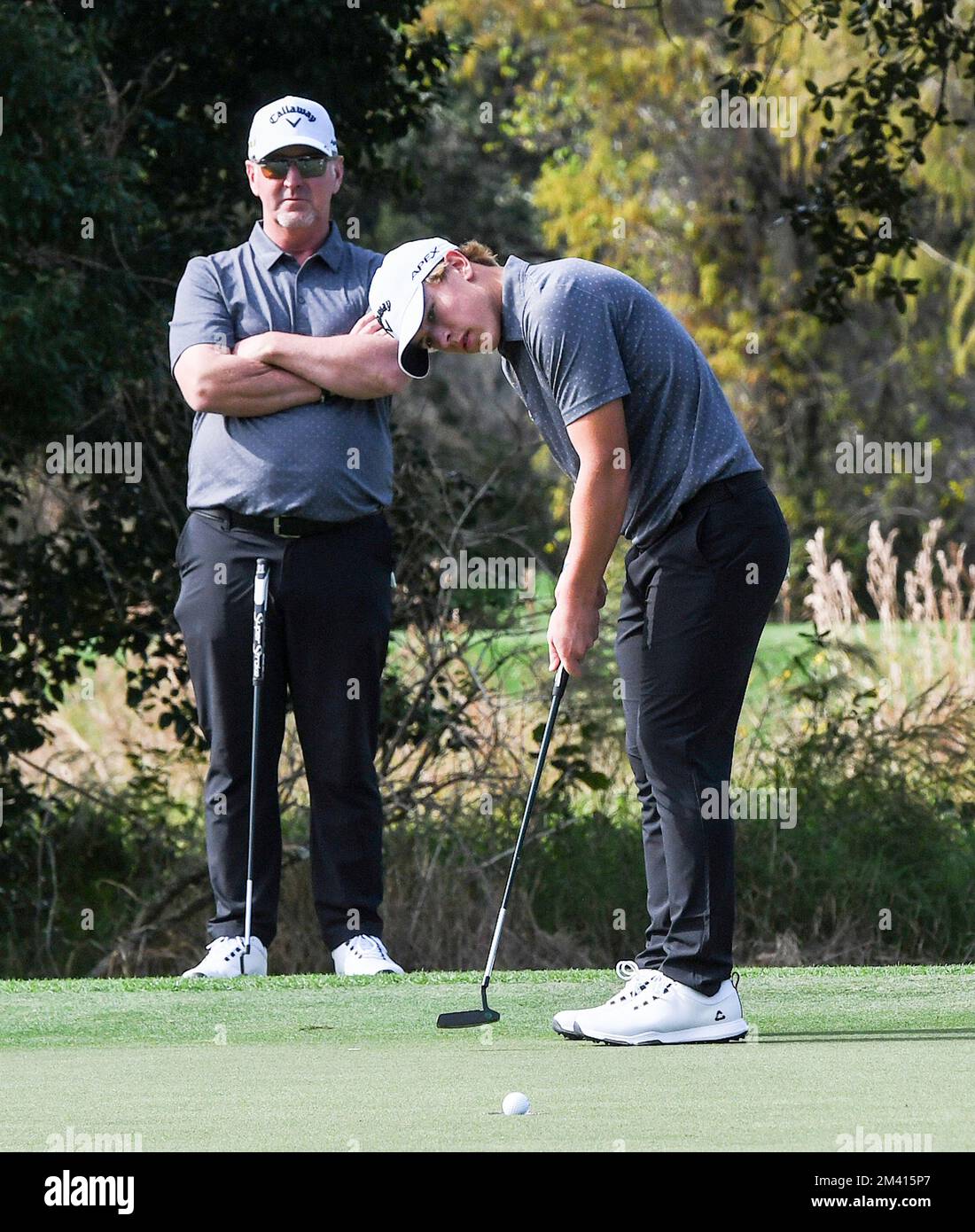 Orlando, United States. 17th Dec, 2022. David Duval watches as his son ...