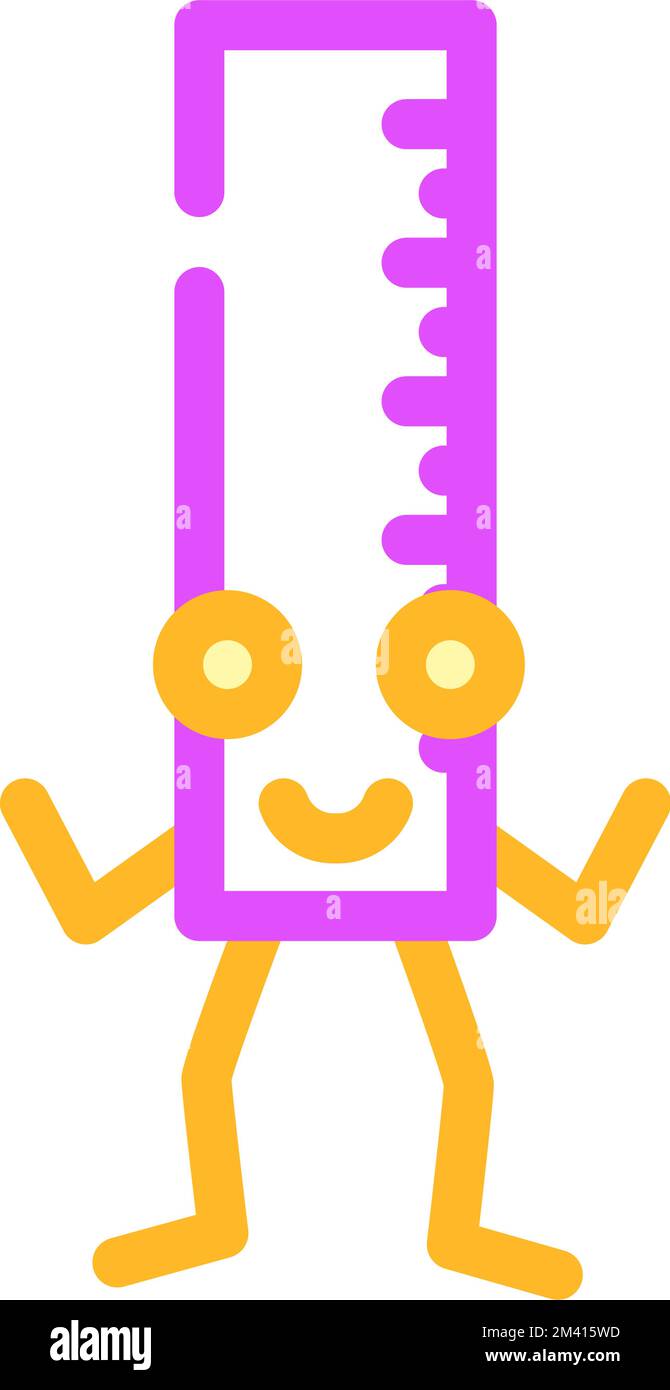 ruler school character color icon vector illustration Stock Vector ...