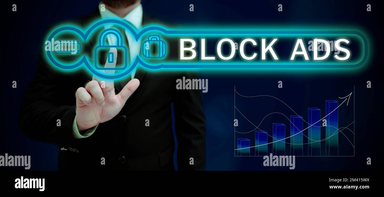 Conceptual display Block Ads. Business idea program that will remove ...