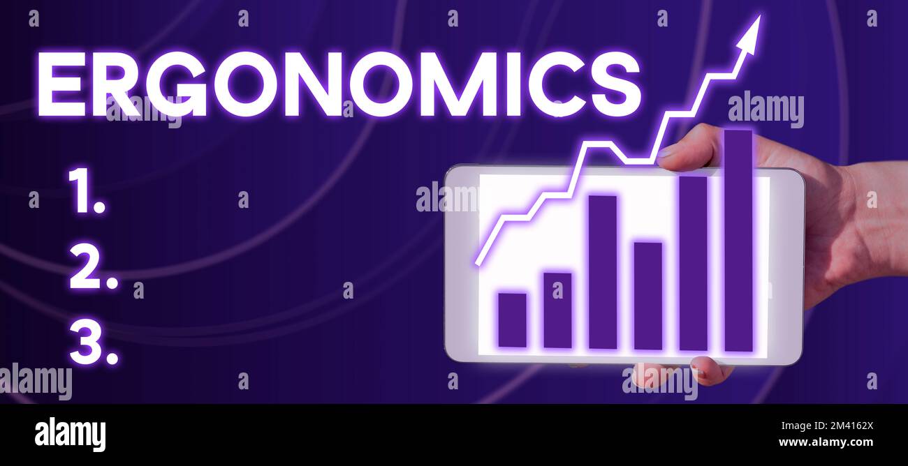 Sign displaying Ergonomics. Internet Concept fitting or designing a ...