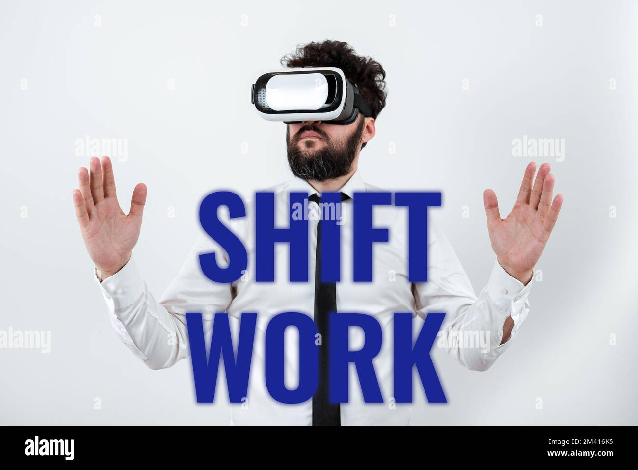 Text caption presenting Shift Work. Business showcase work comprising ...