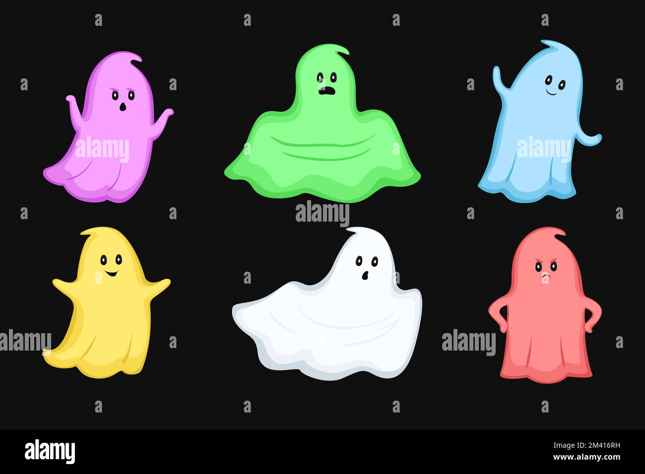 Set of different colours ghost. Vector illustration Stock Vector Image ...