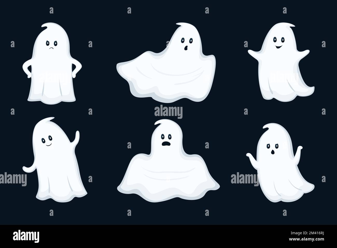 Ghosts with different emotions. Vector illustration Stock Vector Image ...