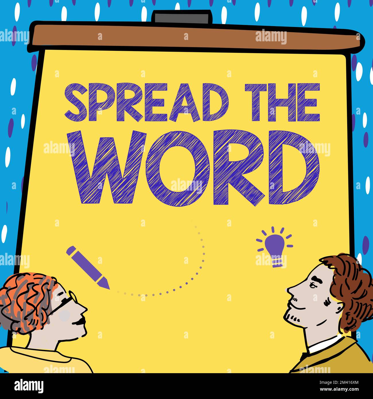 Hand writing sign Spread The Word. Business idea share the information ...