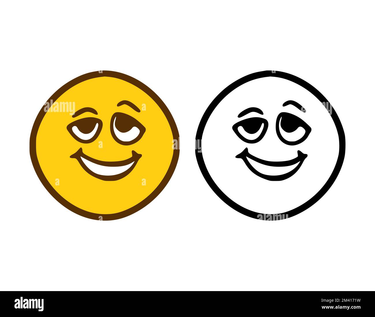 Happy emoticon in doodle style isolated on white background Stock ...