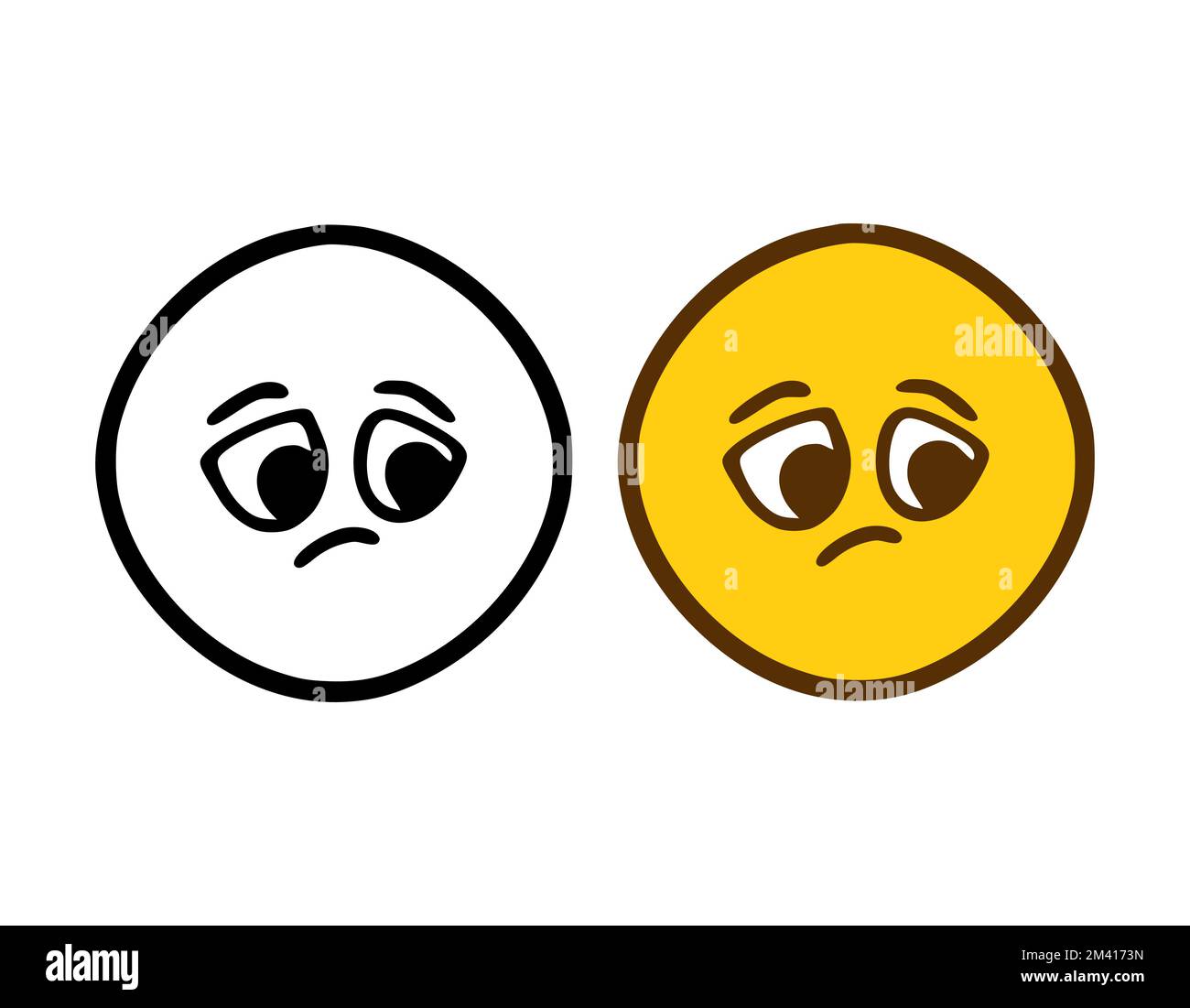 Sad emoticon in doodle style isolated on white background Stock Vector ...